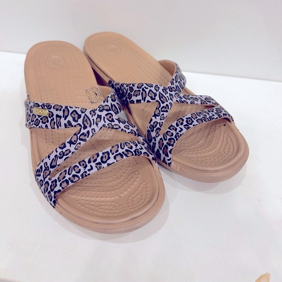 CROCS | Shoes | Patricia Ii Leopard Cheetah Strapped Wedge | Poshmark